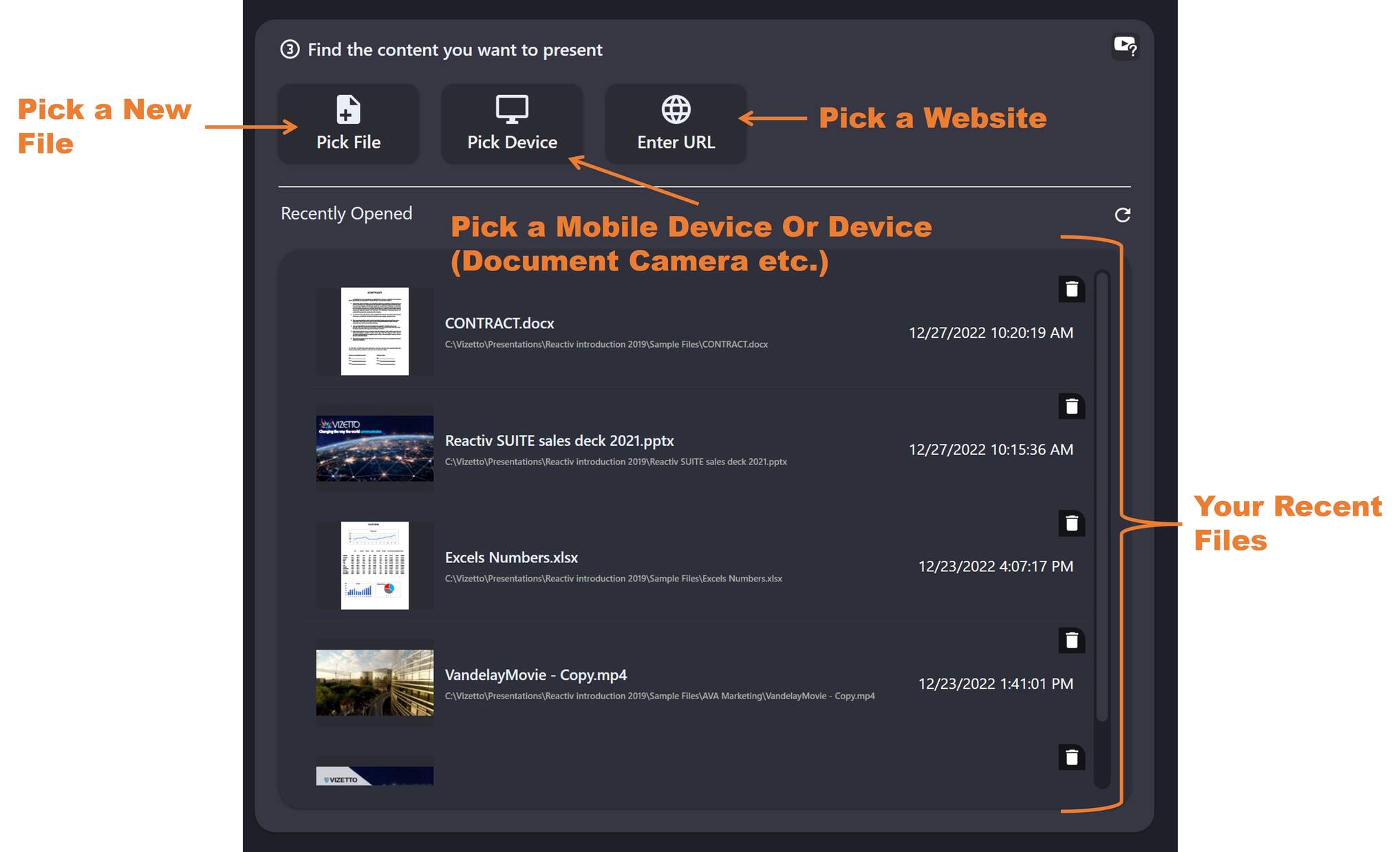 Pick a File to Present - Reactiv PITCH